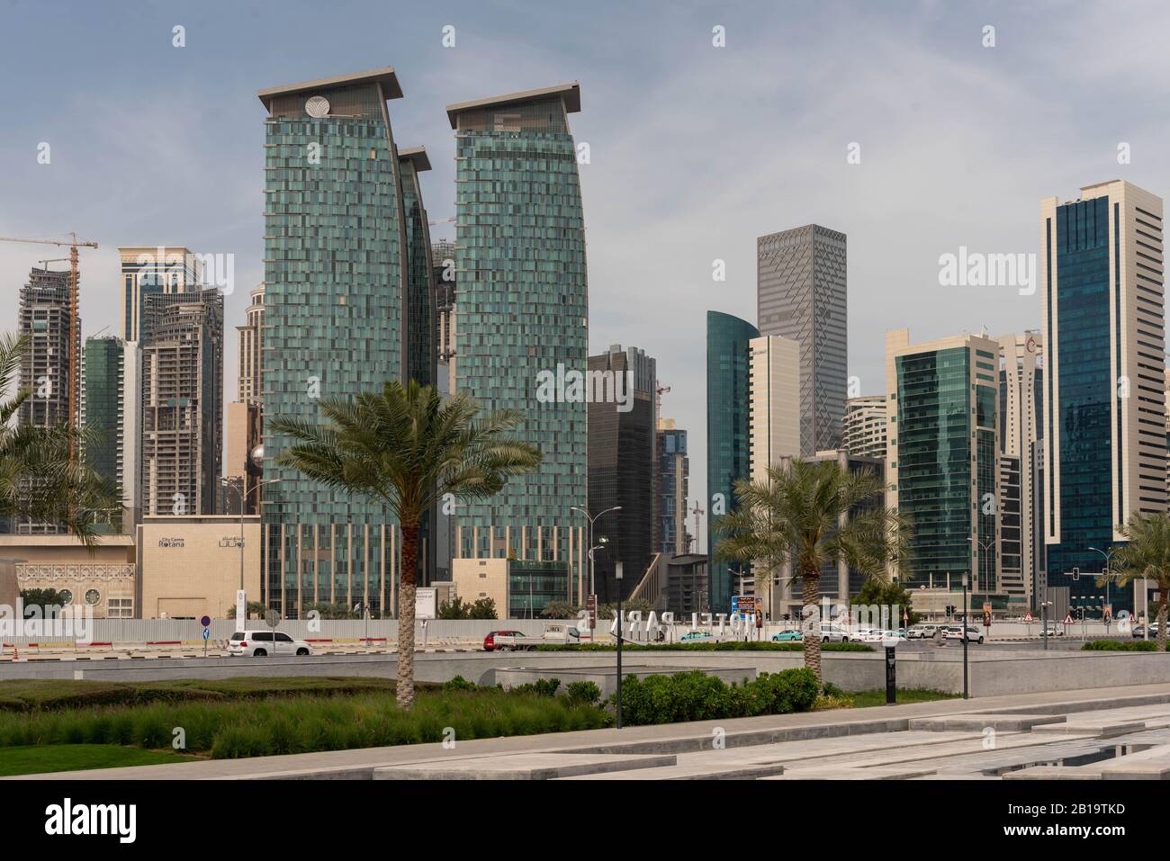 Buildings in the business district of Qatar's capital city, Doha Stock ...