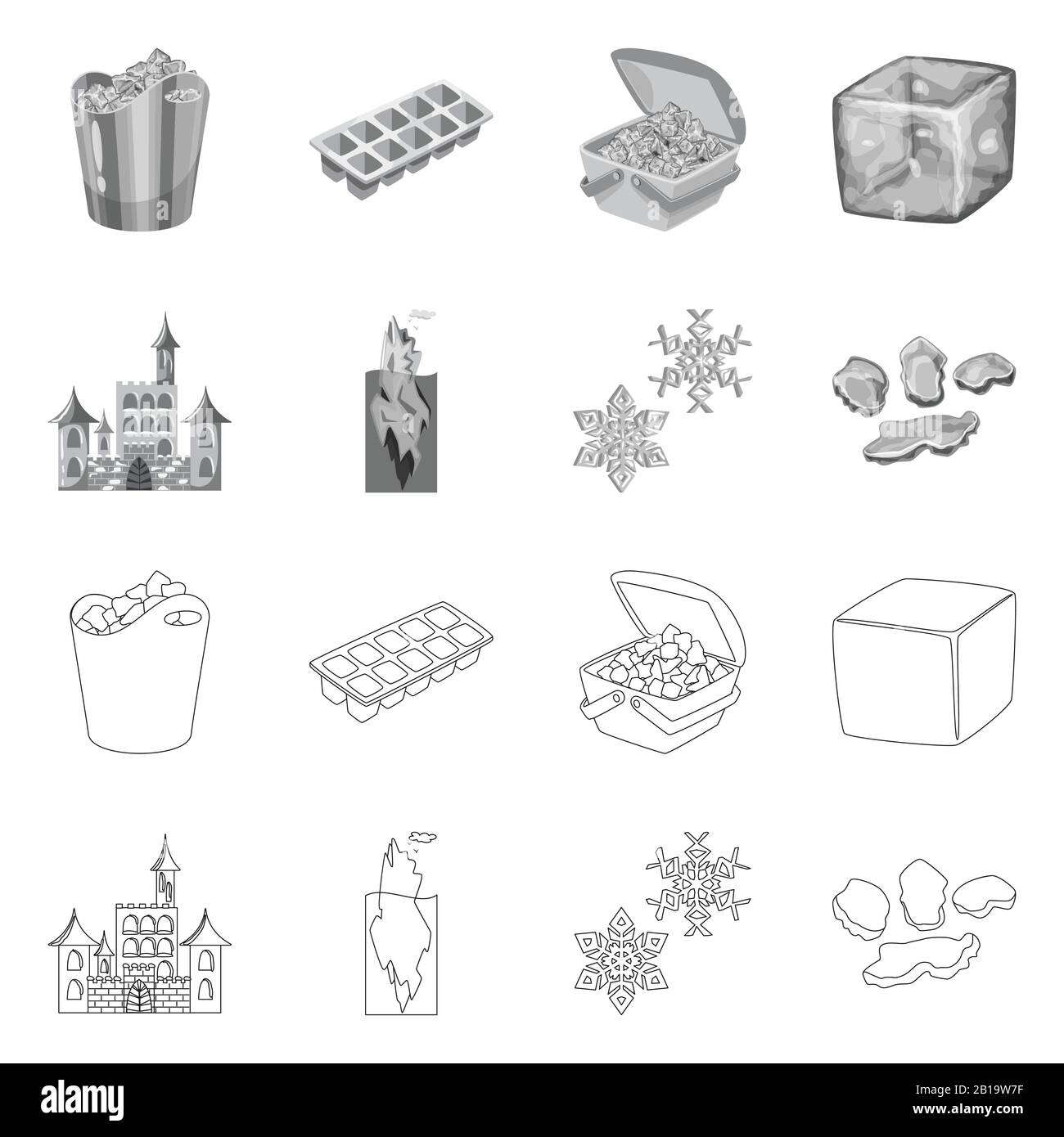 Isolated object of texture and frozen icon. Set of texture and ...
