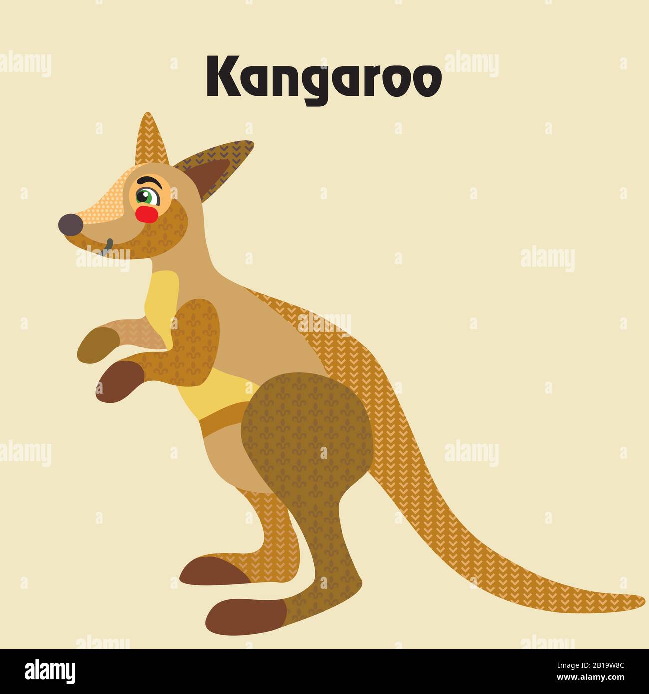 Colorful decorative outline cute kangaroo standing in profile. Wild ...