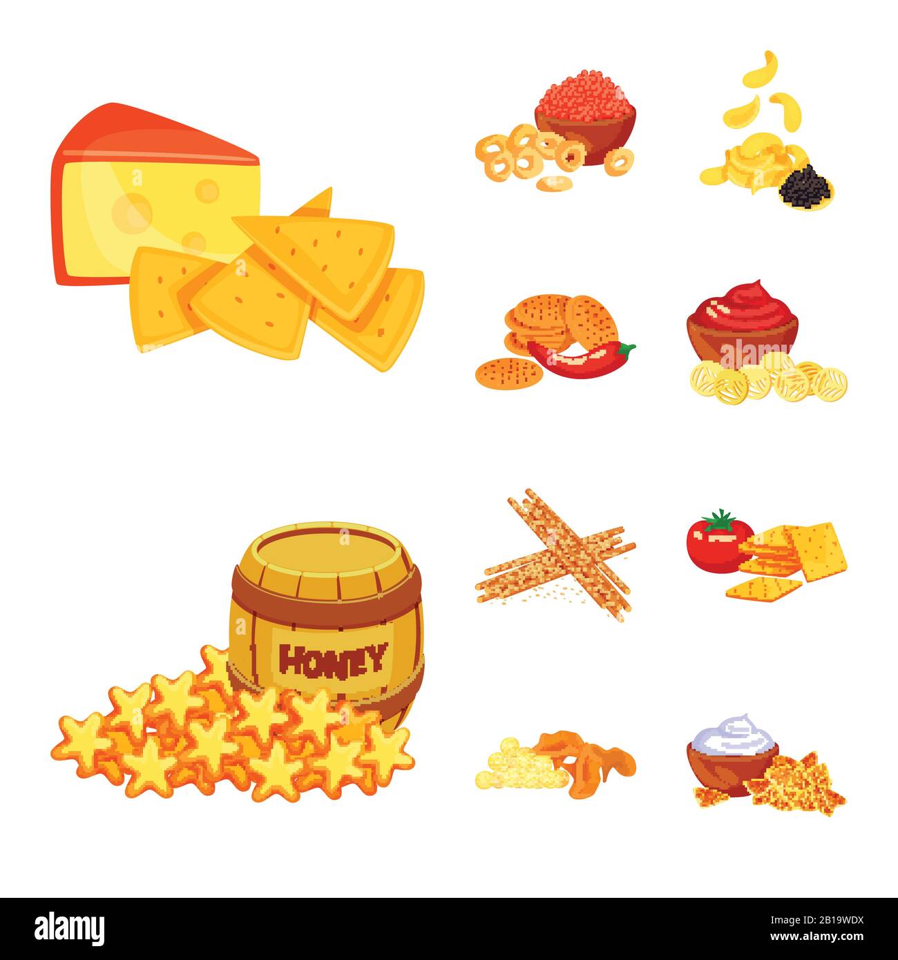 Vector illustration of food and product sign. Set of food and party ...