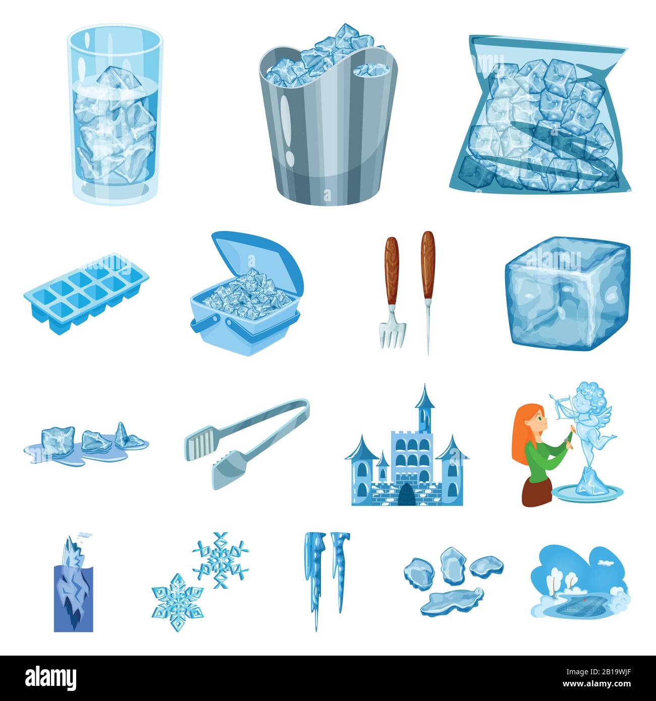 Isolated object of frost and water symbol. Set of frost and wet stock ...