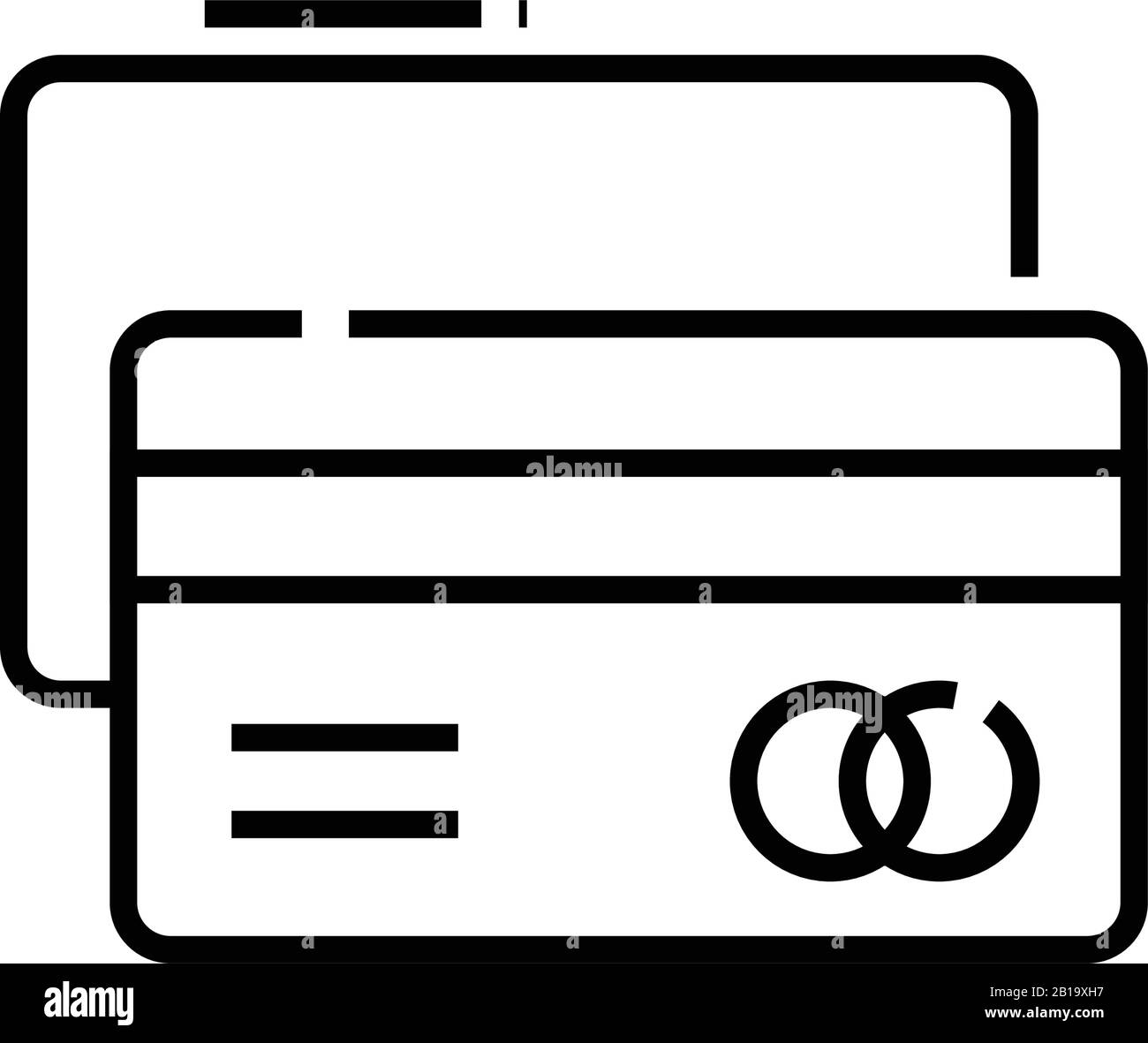 Credit cards line icon, concept sign, outline vector illustration ...