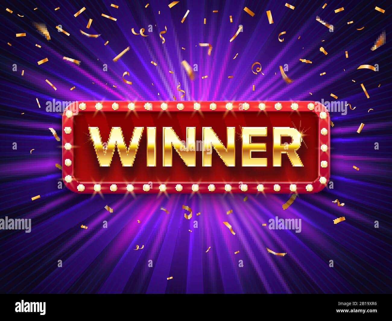 Winner banner. Win congratulations vintage frame, golden congratulating ...