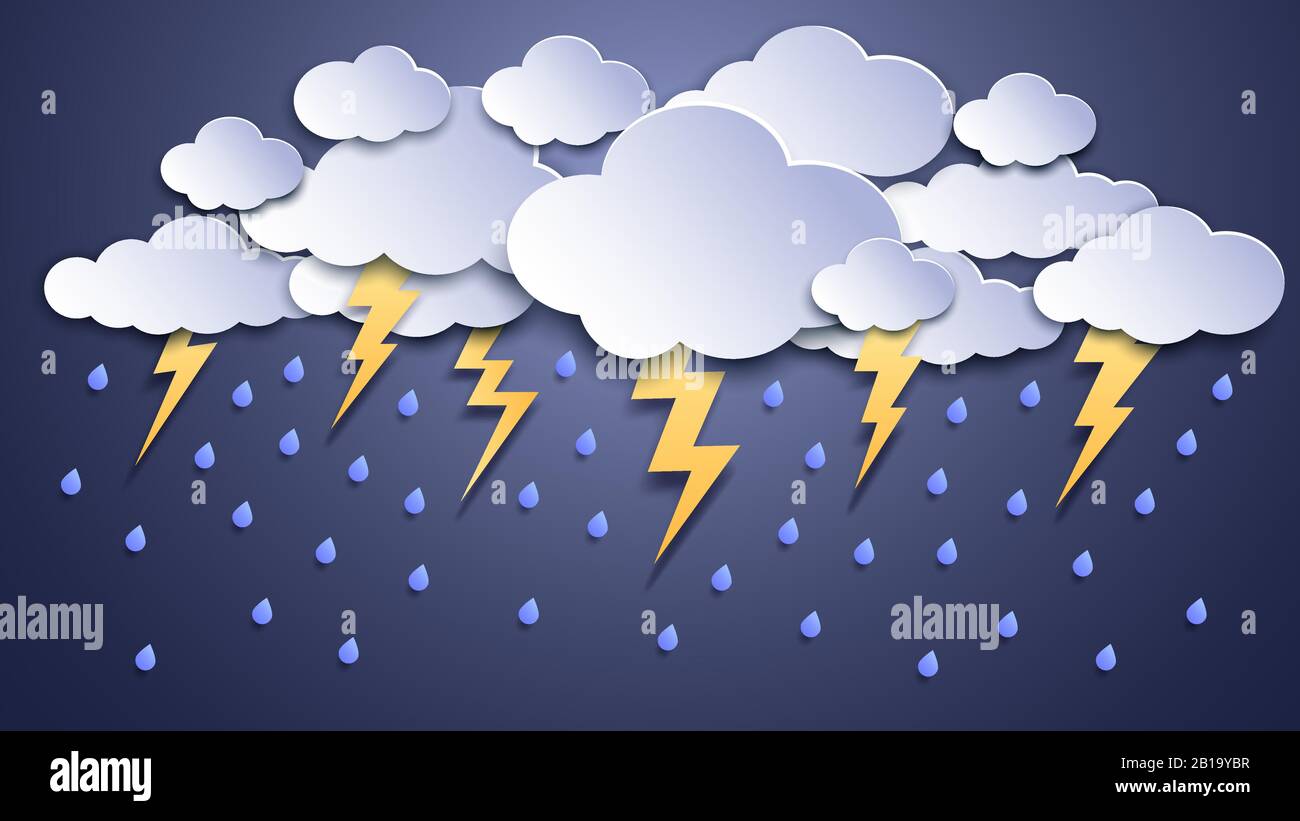 Summer thunderstorms. Storm clouds, thunderstorm lightning and rainy ...