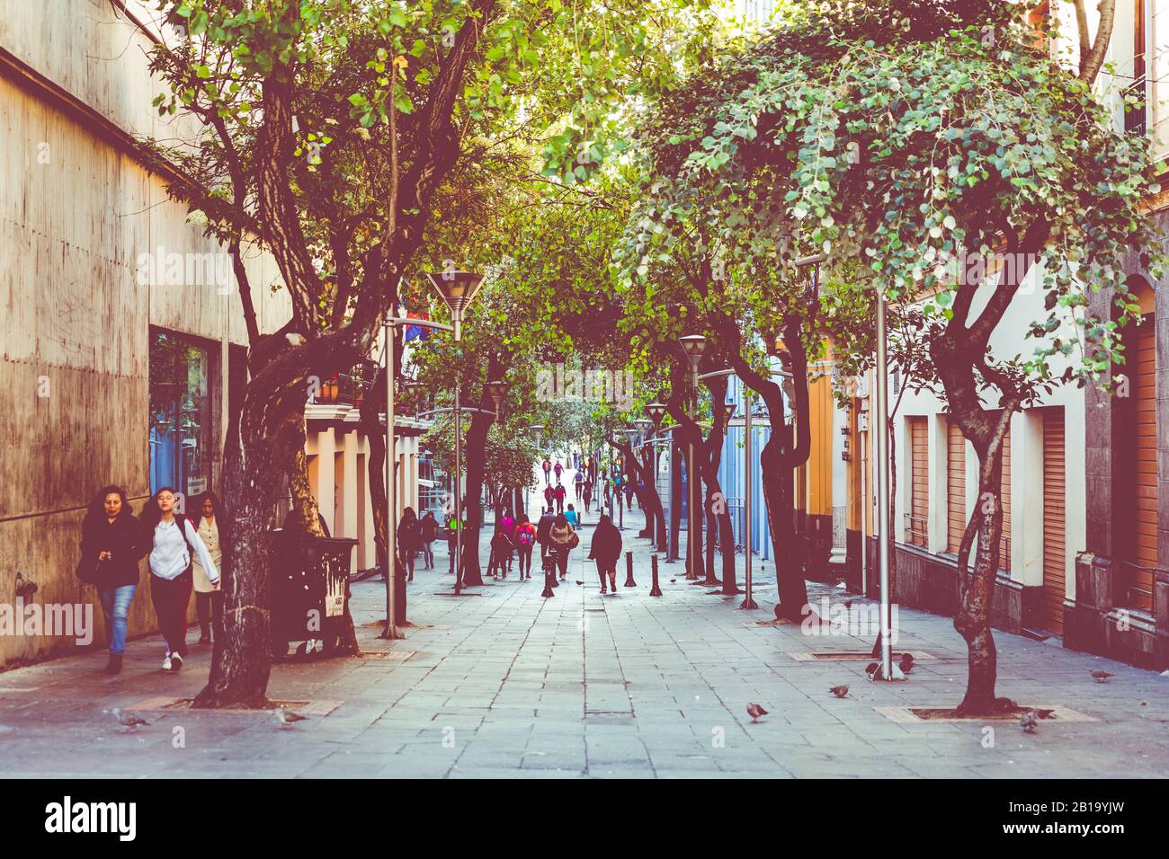 QUITO, ECUADOR - FEBRUARY 07, 2020: The main pedestrian street at ...