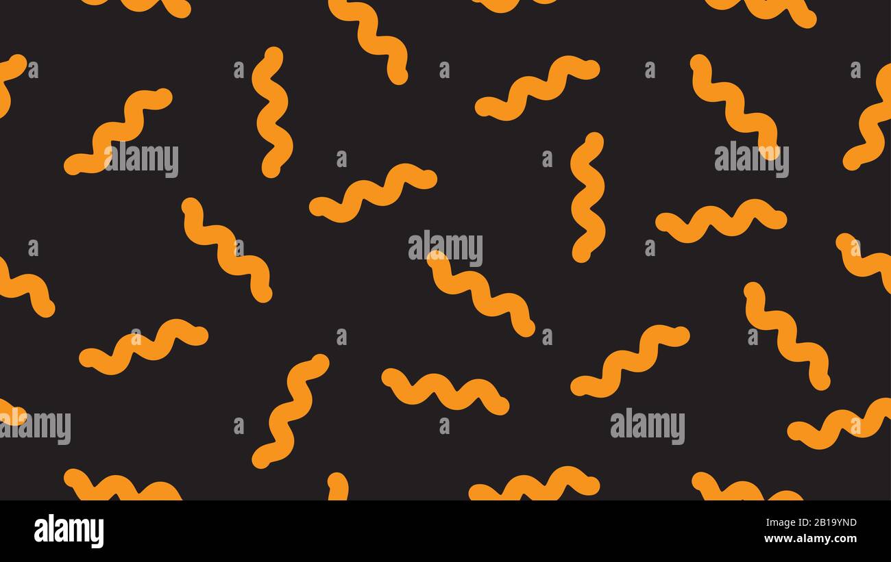 Black background with yellow pasta in memphis style, seamless pattern ...