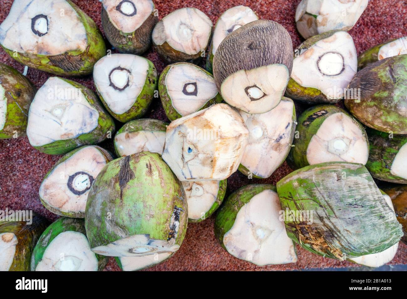 Nice background of fresh coconut prepared to drink its' water Stock ...