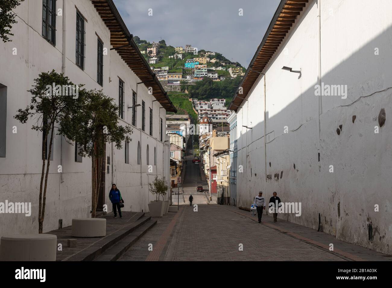 QUITO, ECUADOR - FEBRUARY 07, 2020: The main pedestrian street at ...