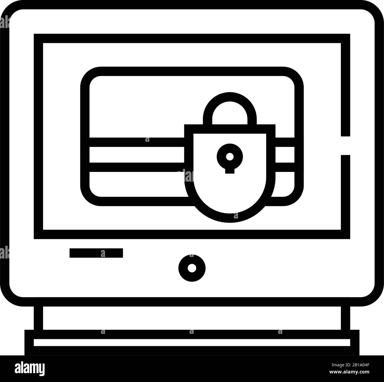 Data protection line icon, concept sign, outline vector illustration ...