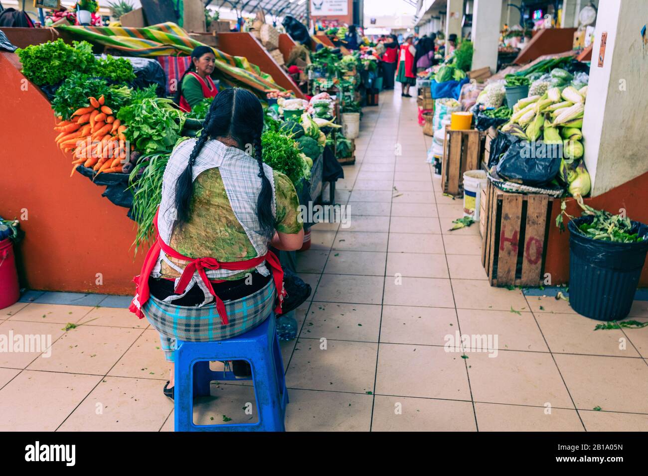 CUENCA, ECUADOR - FEBRUARY 11, 2020: Traditional ecuadorian food market ...