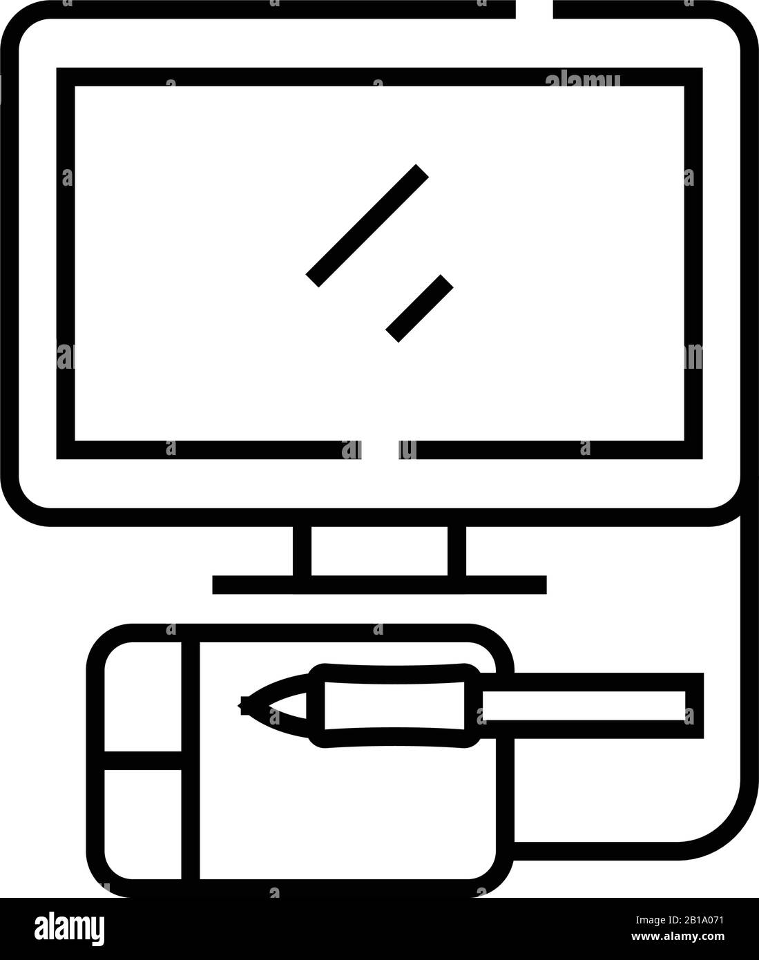 Digital arts line icon, concept sign, outline vector illustration ...