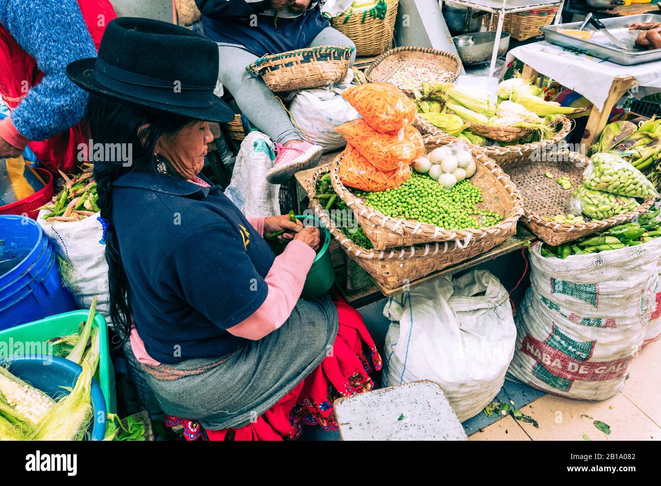 CUENCA, ECUADOR - FEBRUARY 11, 2020: Traditional ecuadorian food market ...