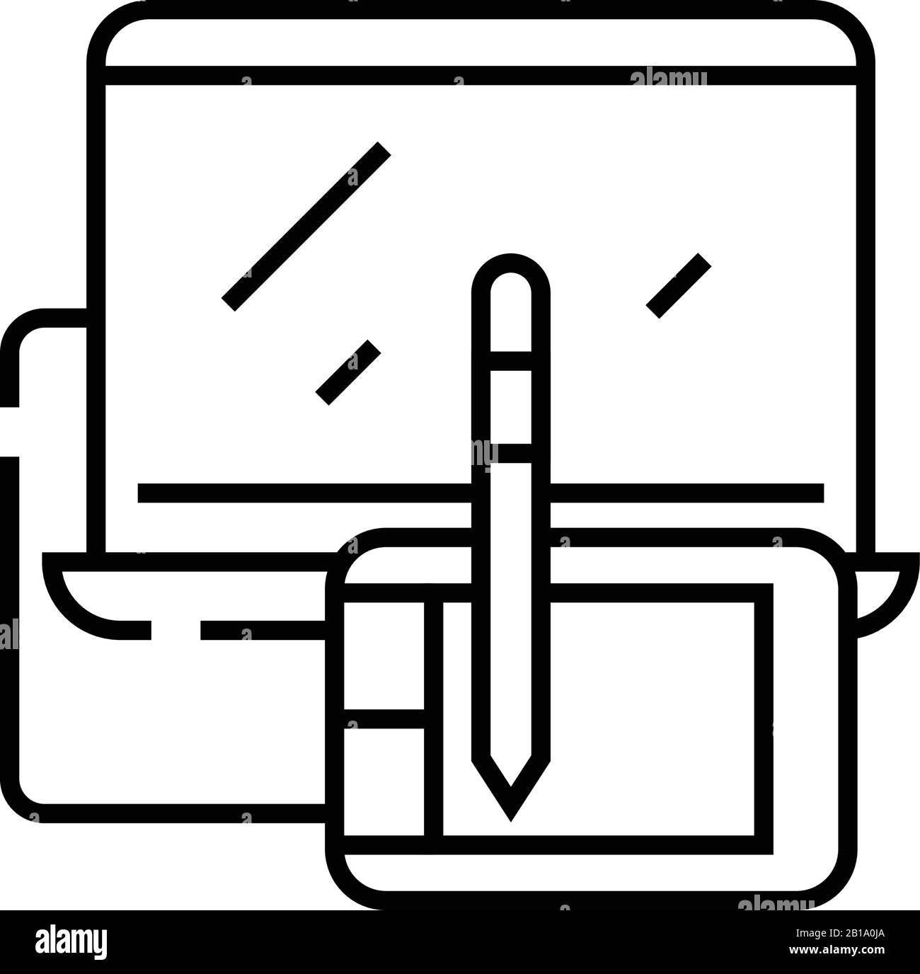 Digital painting line icon, concept sign, outline vector illustration ...