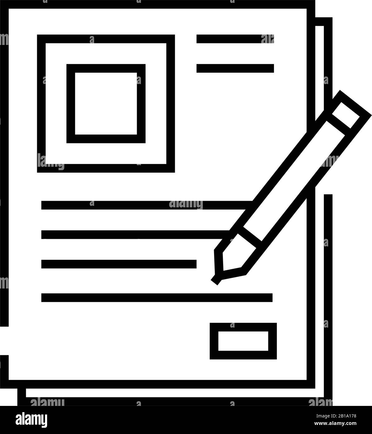 Document execution line icon, concept sign, outline vector illustration ...