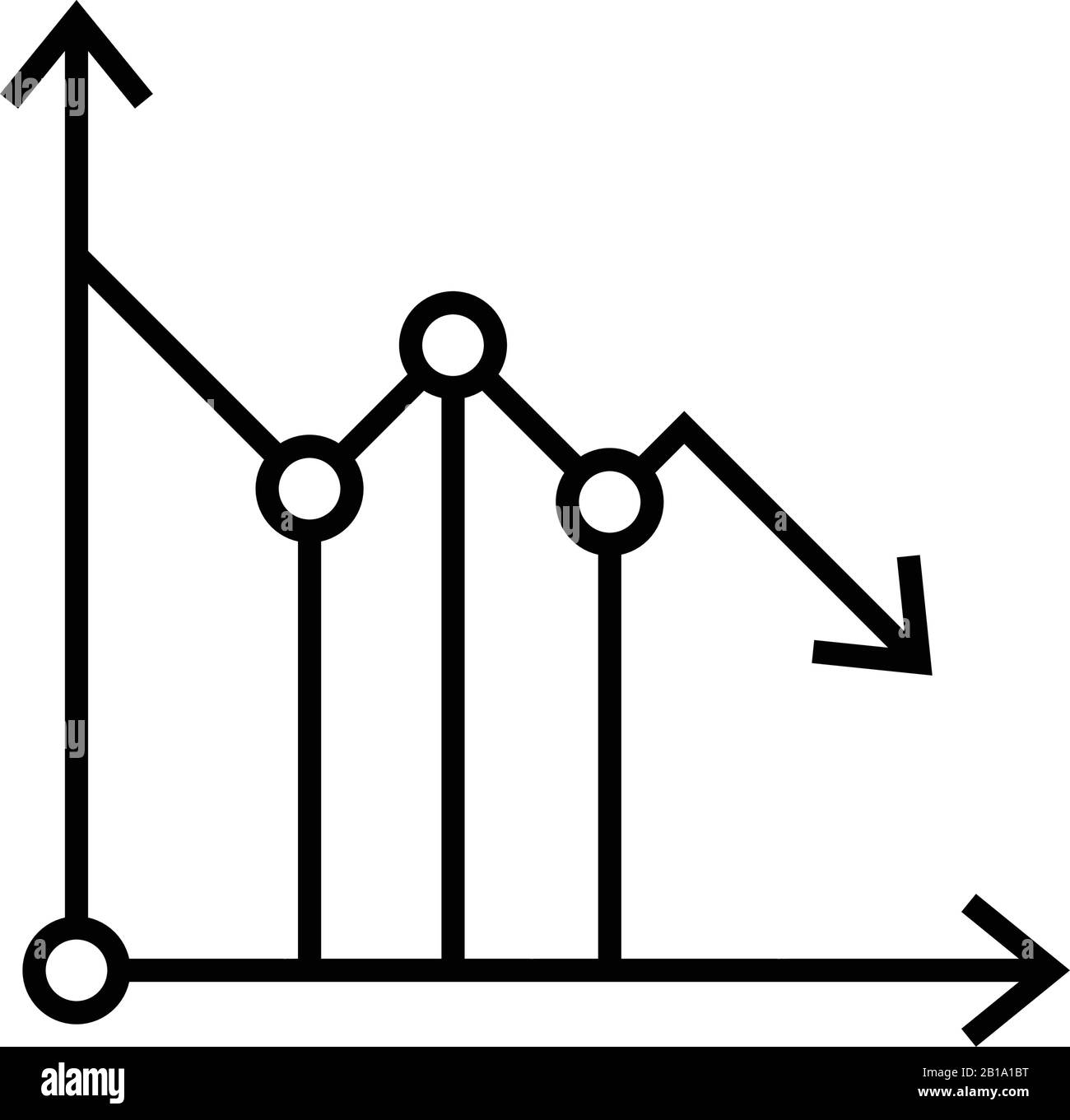 Decreasing data line icon, concept sign, outline vector illustration ...