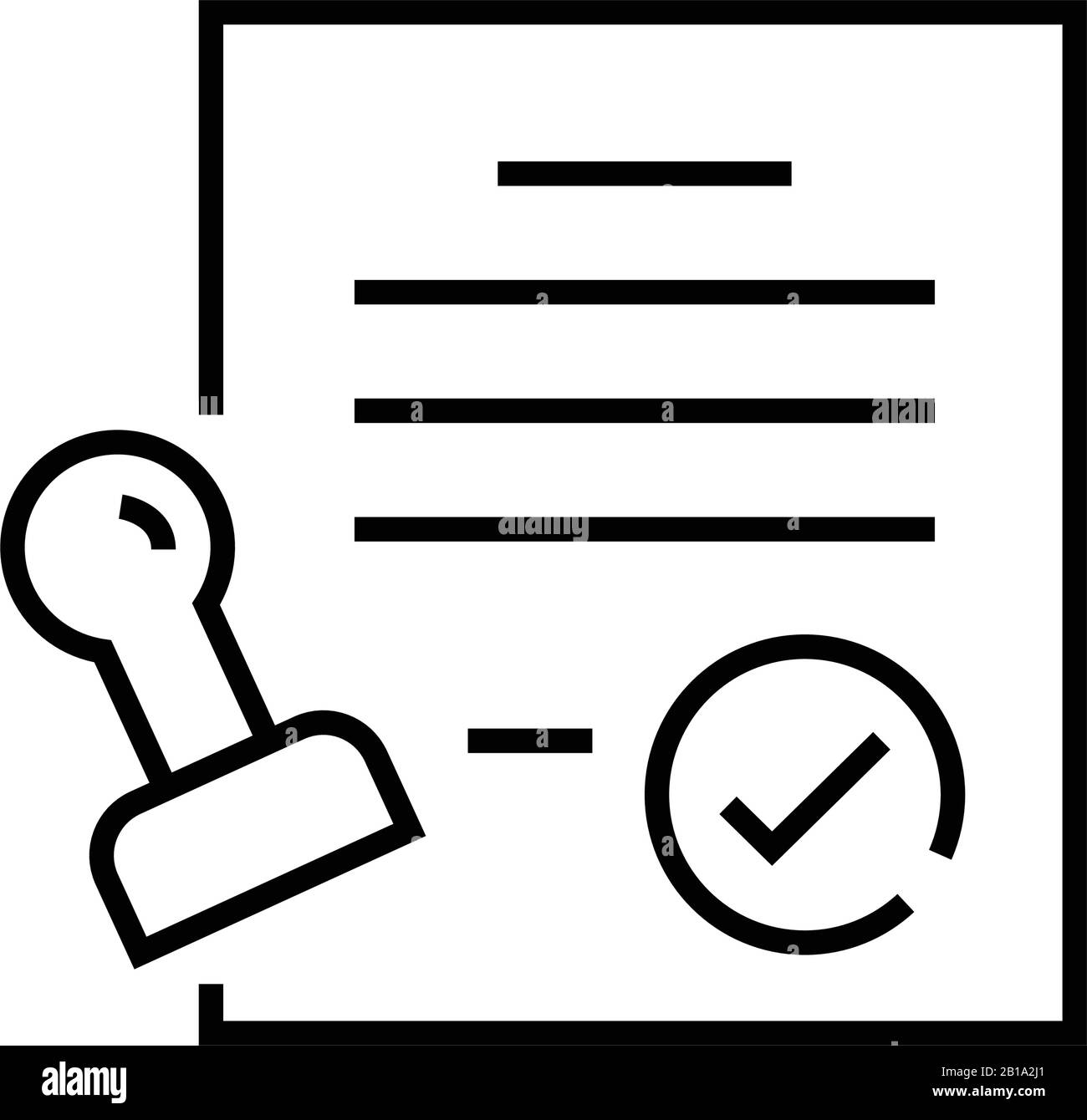 Document stamp line icon, concept sign, outline vector illustration ...