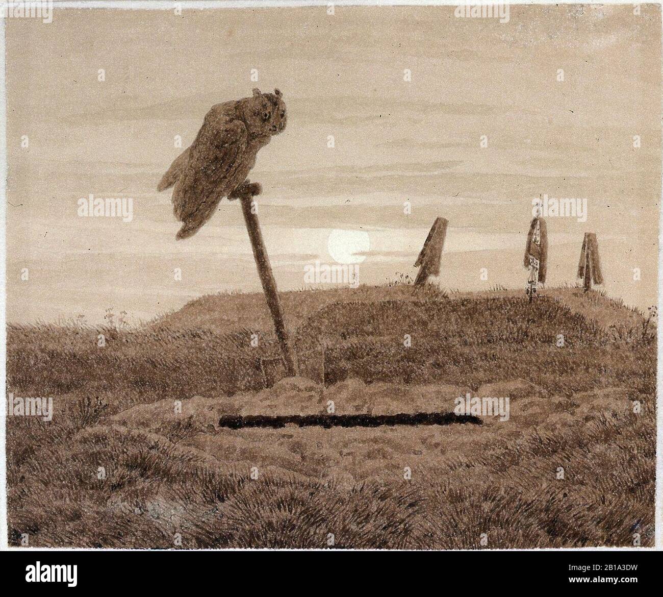Caspar David Friedrich - Eule am Grabe Stock Photo - Alamy