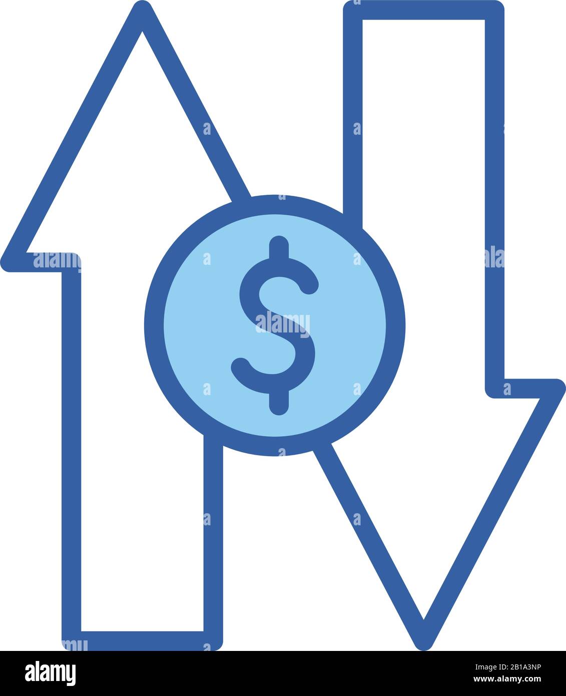 Isolated dollar and arrows line and fill style icon vector design Stock ...