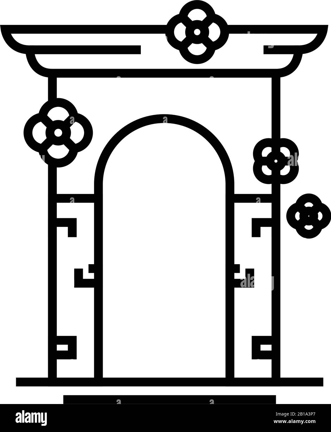 Decorative arch line icon, concept sign, outline vector illustration ...