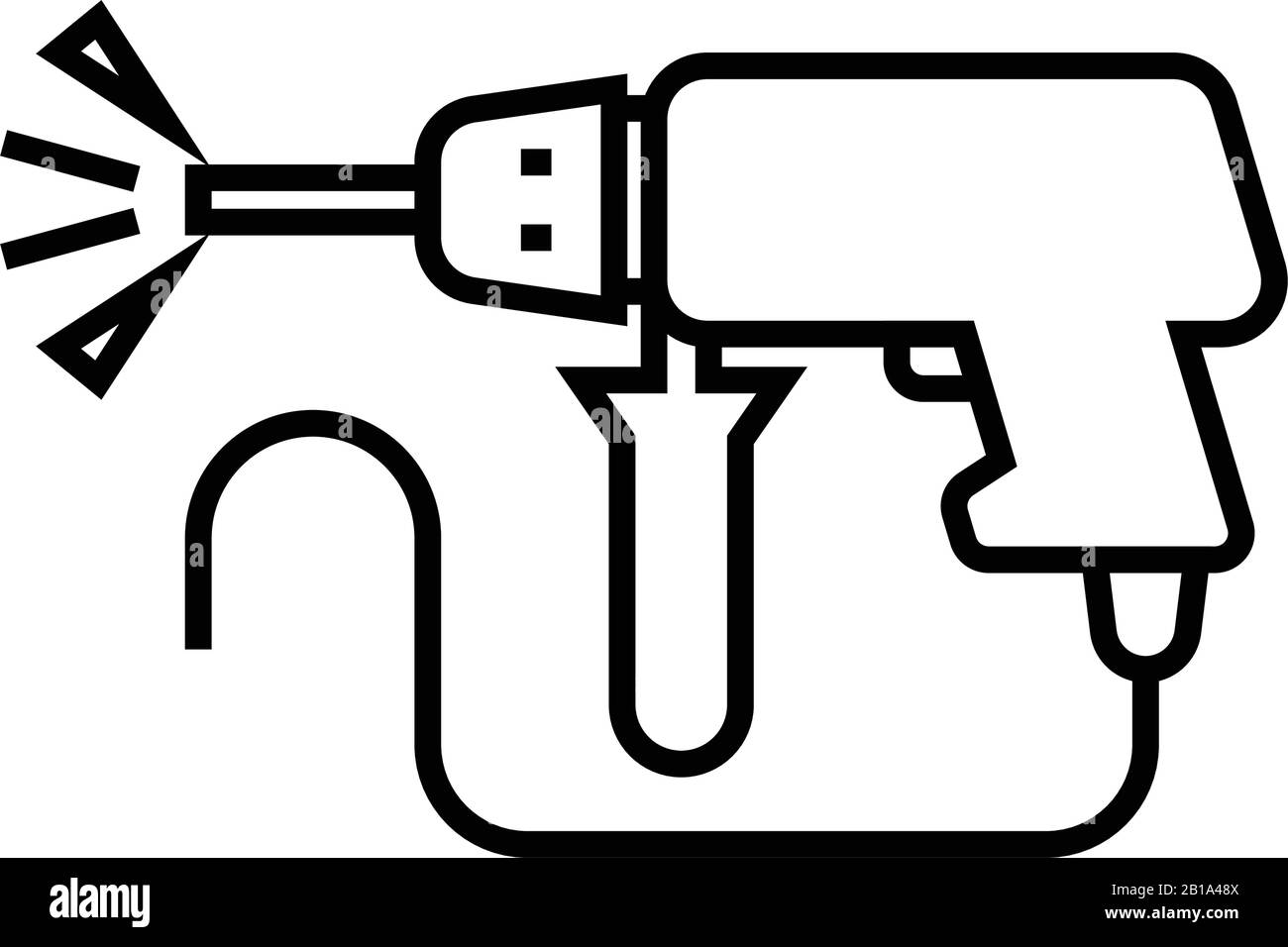 Drill process line icon, concept sign, outline vector illustration ...