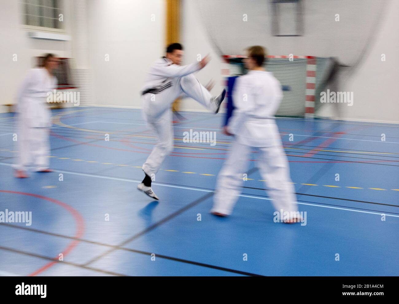 Young people practicing taekwondo. Taekwondo, Tae Kwon Do or Taekwon-Do ...