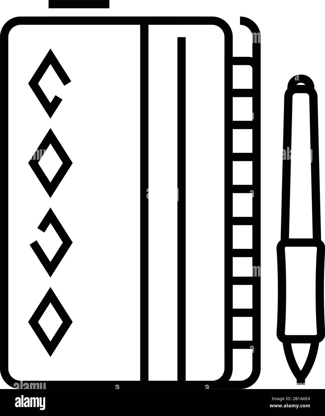 Diary planning line icon, concept sign, outline vector illustration ...