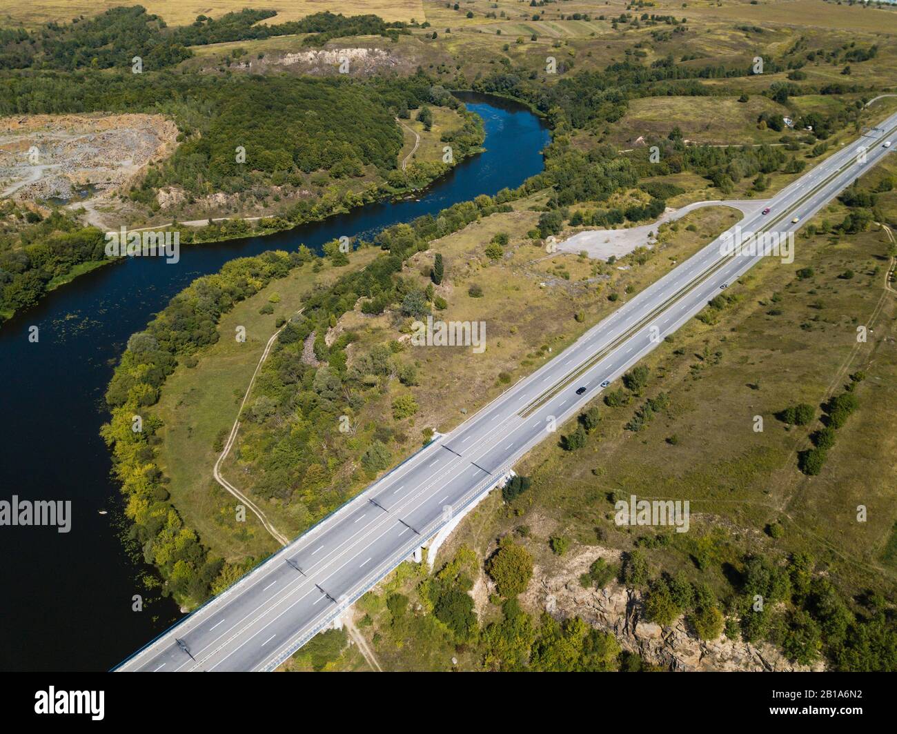 Auto road bridge over river Sluch near Novograd Volynsky, Ukraine Stock ...