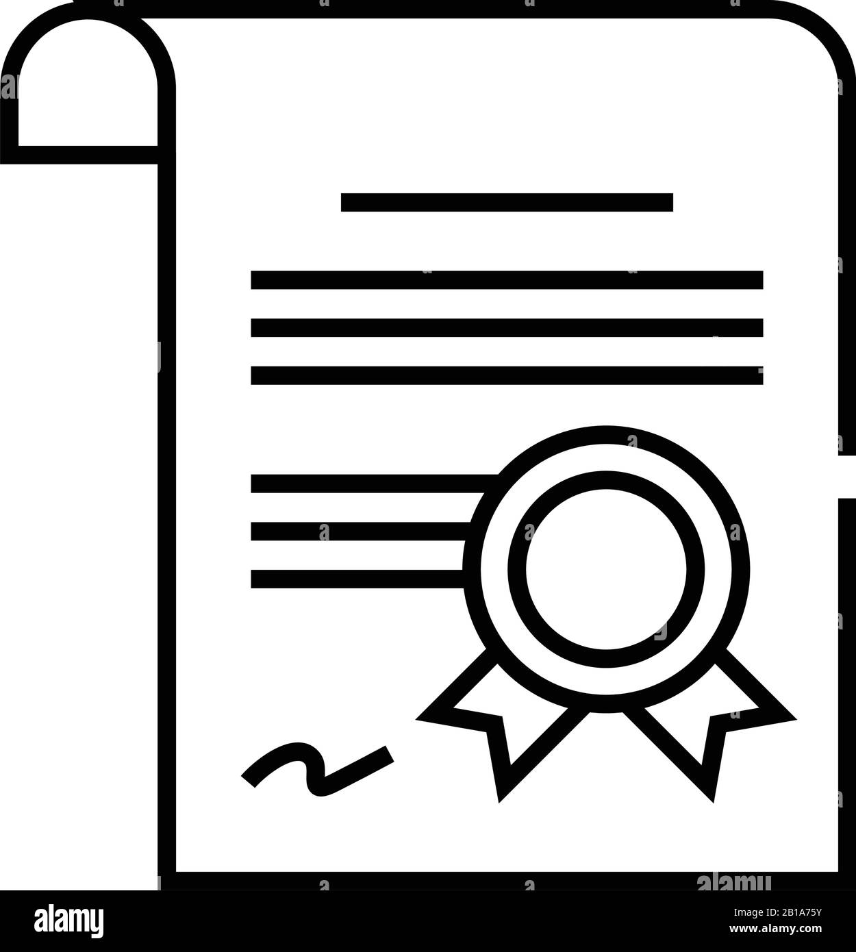 Degree certificate line icon, concept sign, outline vector illustration ...