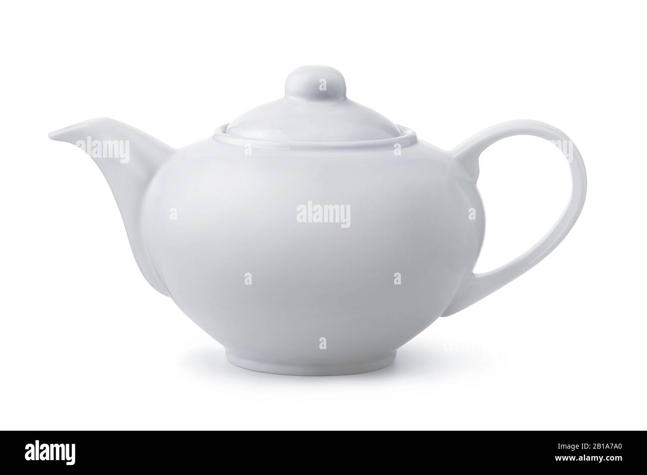 Side view of white ceramic teapot isolated on white Stock Photo - Alamy