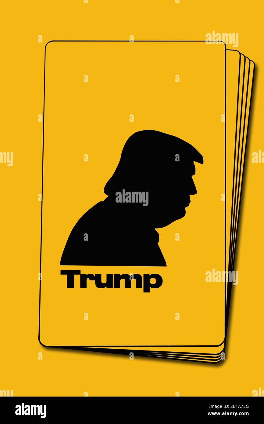 Profile Donald Trump on a yellow card, attention warning concept Stock ...