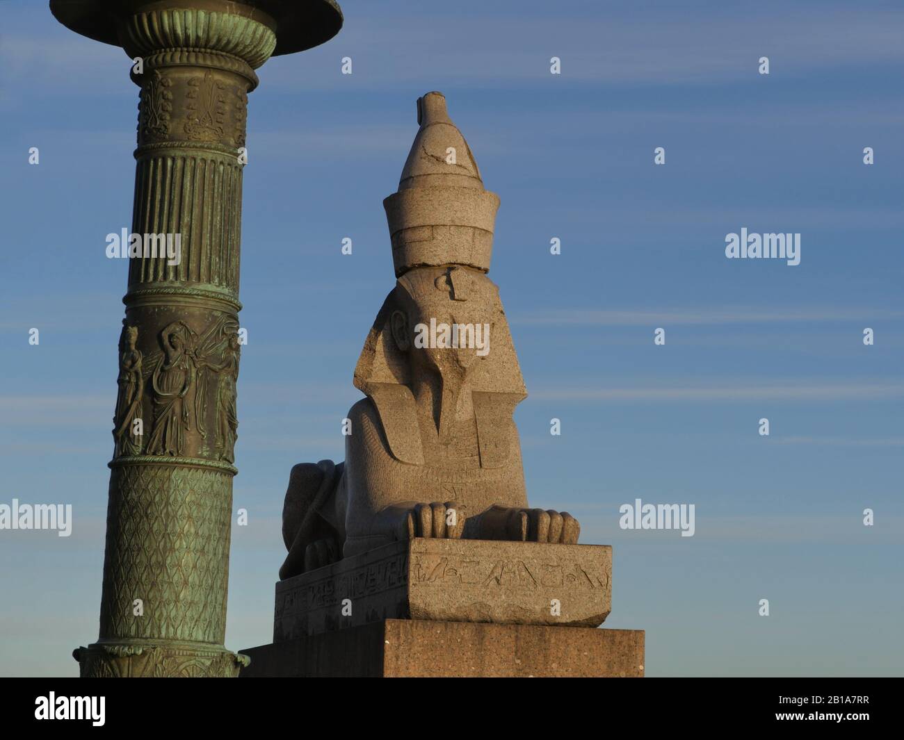 Sphinx mythical creature, with head of an Egyptian pharaoh stone ...