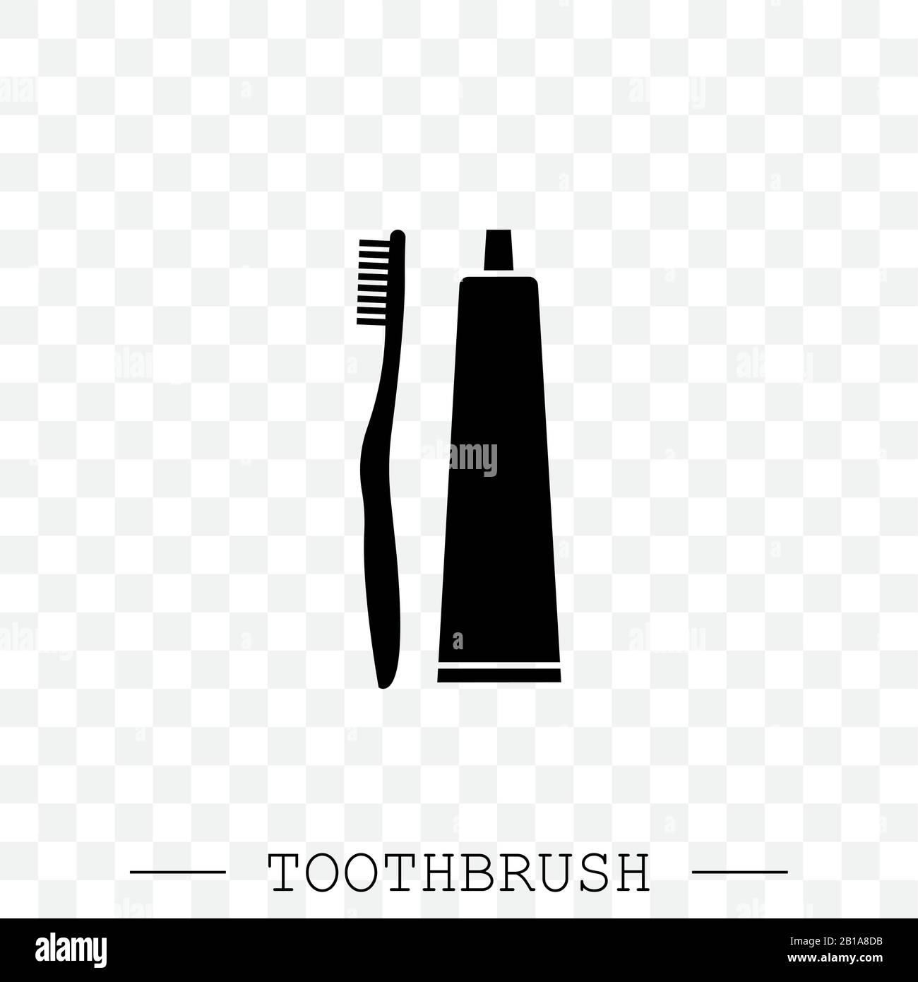 Vector icon of toothbrush and a tube of toothpaste. Toothbrush icon ...