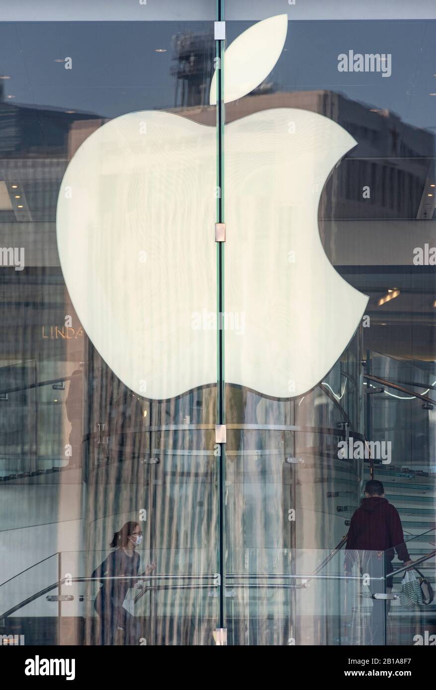 American multinational technology company Apple store and logo seen in ...