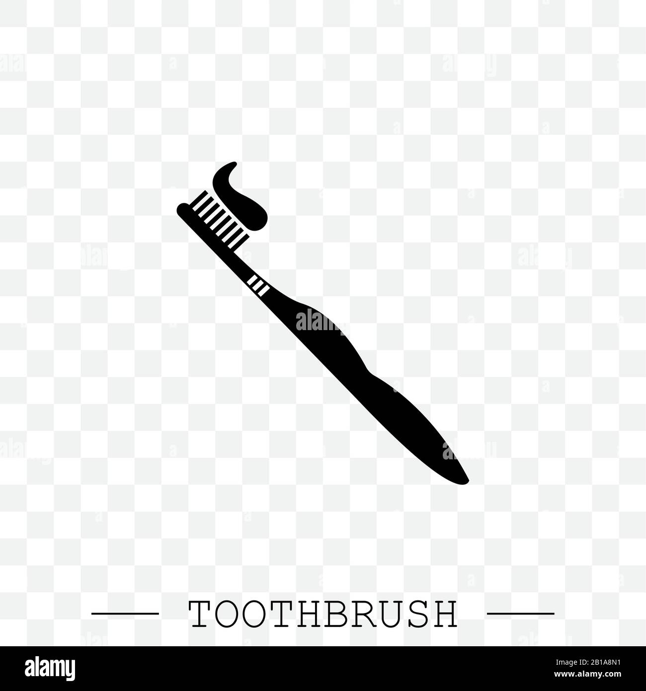 Vector icon of toothbrush with applied toothpaste portion. Toothbrush ...