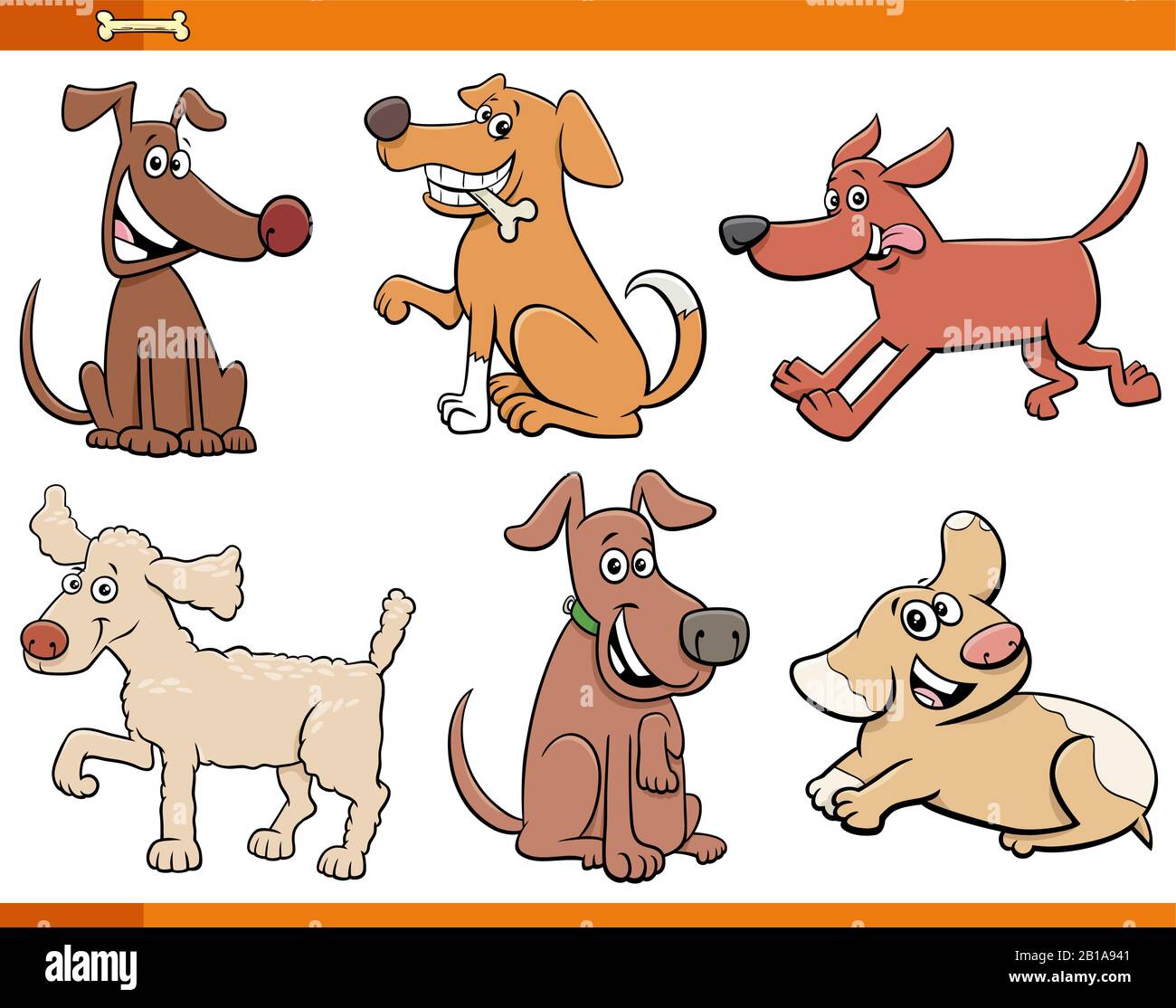 Cartoon Illustration of Comic Dogs and Puppies Animal Characters Set ...