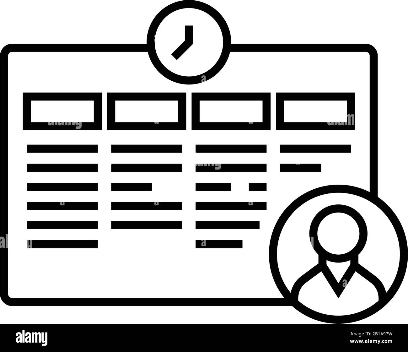 Data reminder line icon, concept sign, outline vector illustration ...