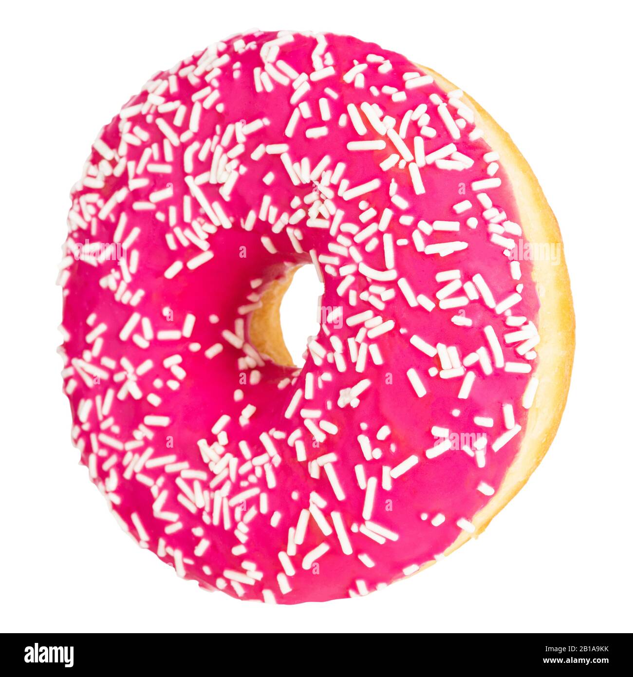 Pink donut with colorful sprinkles isolated on white background Stock ...