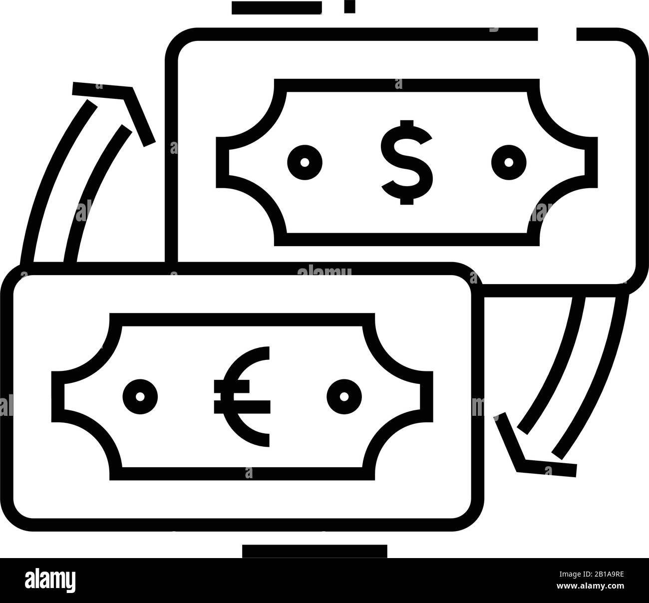 Currency exchange line icon, concept sign, outline vector illustration ...