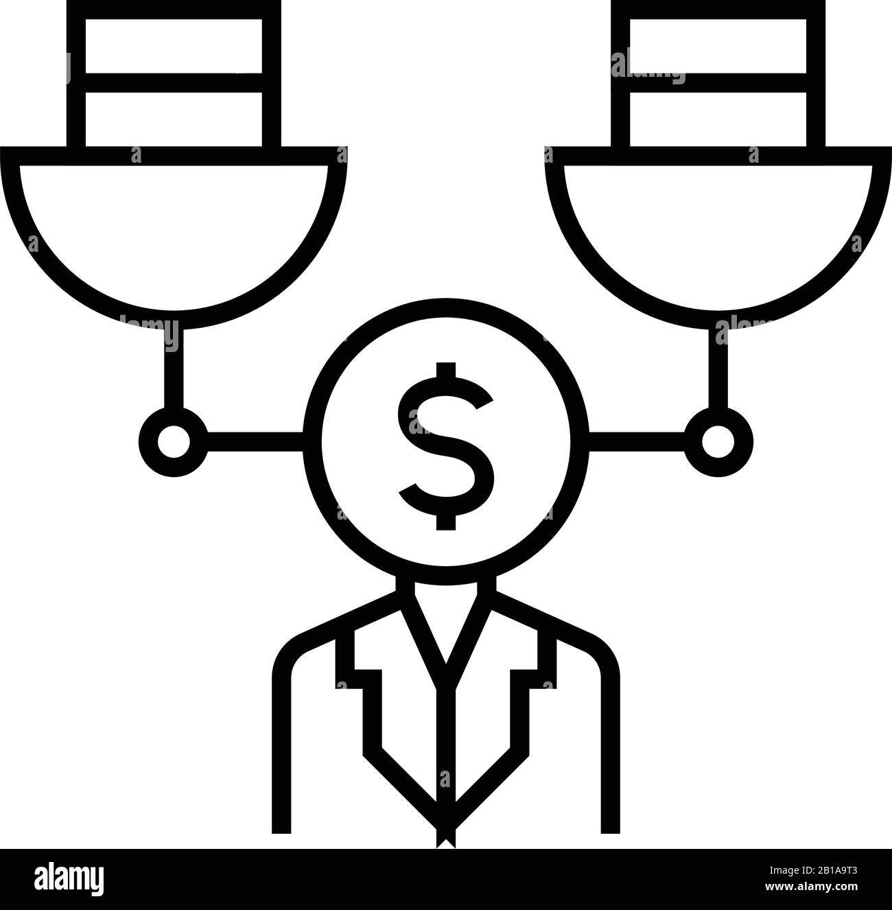 Difficult decision line icon, concept sign, outline vector illustration ...