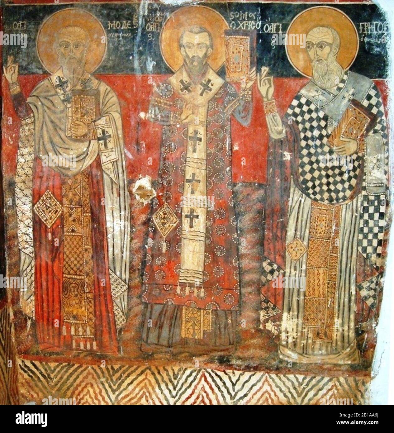 Fresco of Saint Modest, Saint John and Saint Gregory in Germas ...