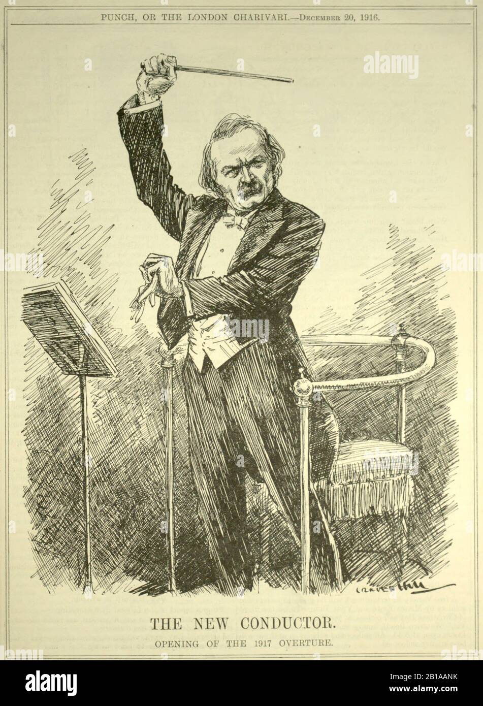 The New Conductor: Opening of the 1917 Overture. Punch 1916. Artist ...