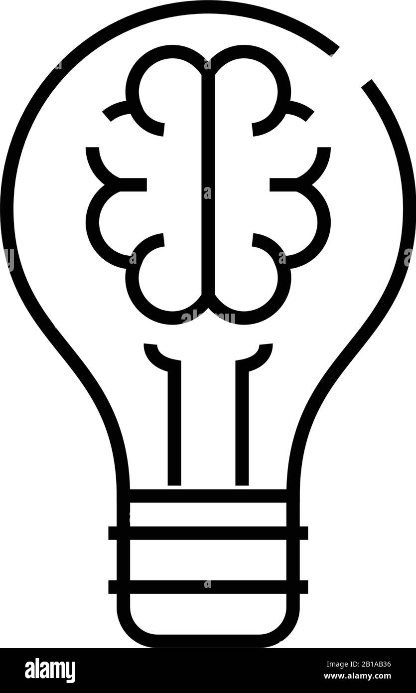 Creative thinking line icon, concept sign, outline vector illustration ...