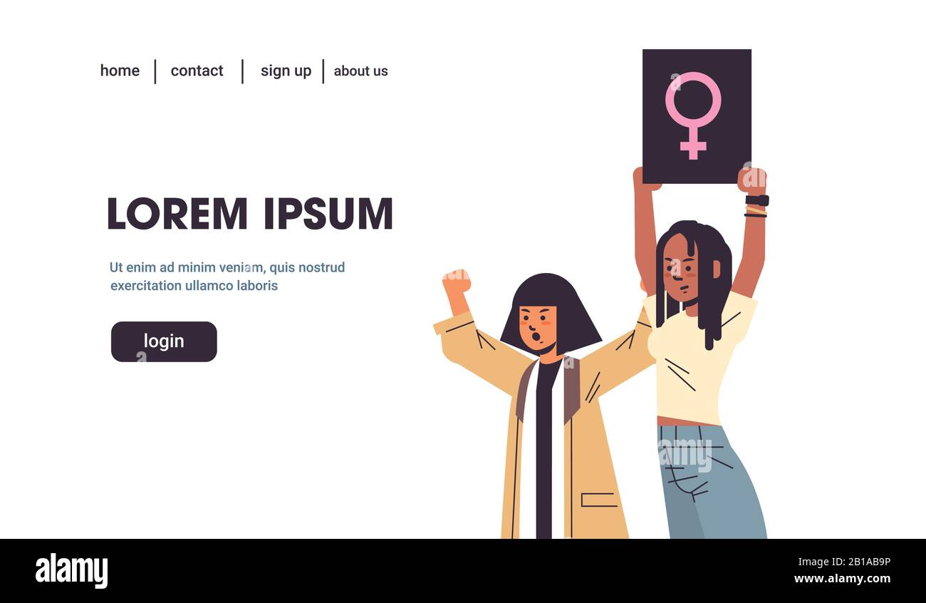 women empowerment activists protesting holding placard with female ...