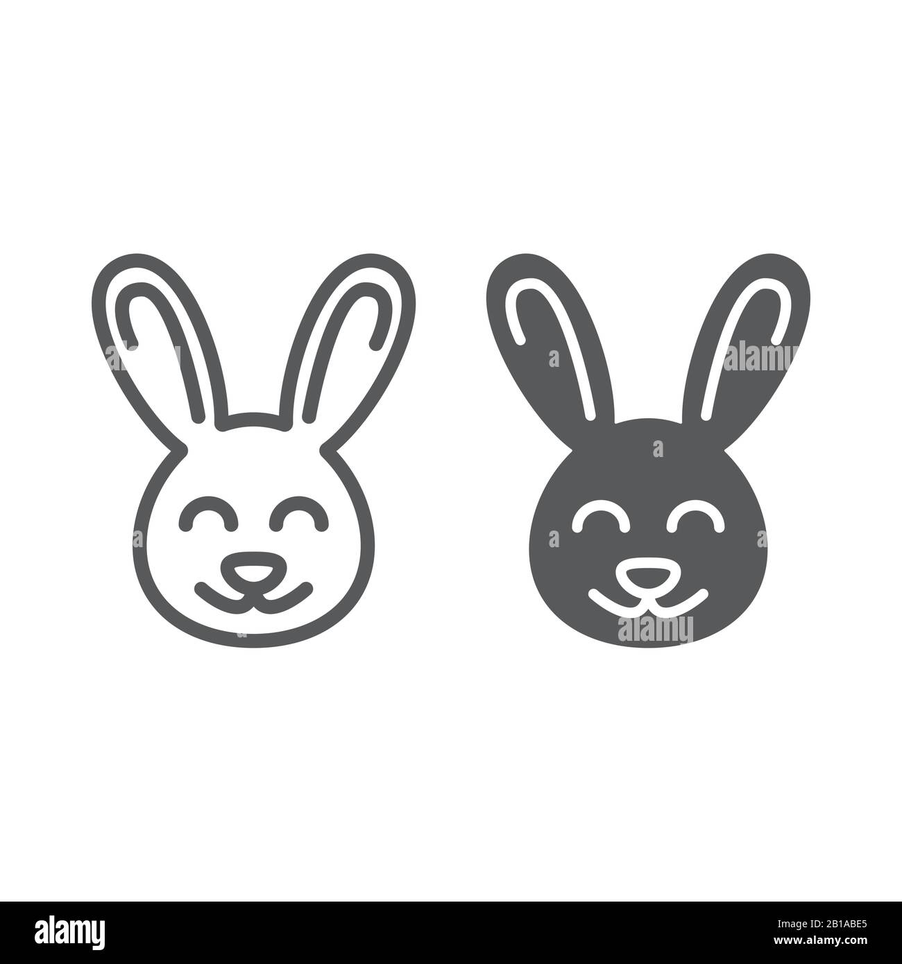 Cute Bunny line and glyph icon, easter and holiday, rabbit sign, vector ...