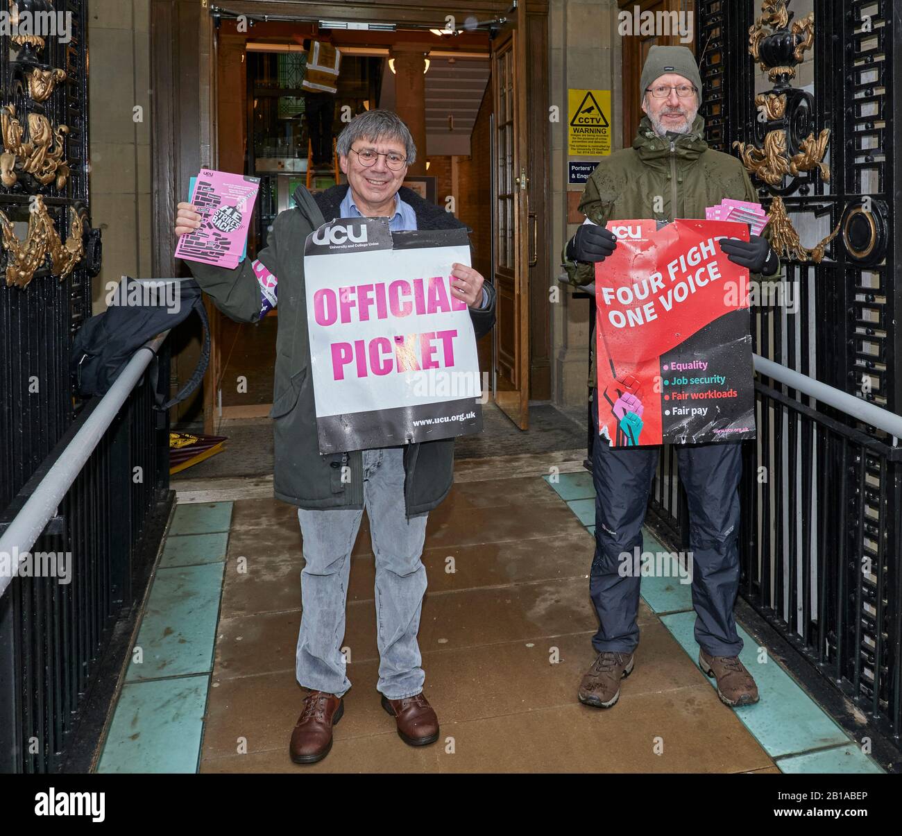 University staff on picket duty during strike over USS pensions reform ...