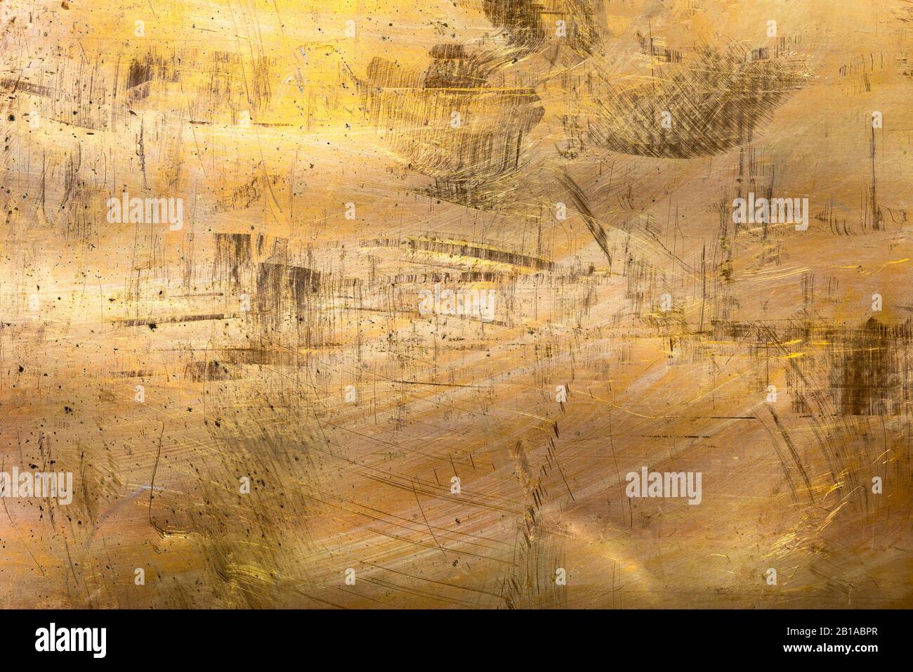 full frame scratched brass sheet texture and background Stock Photo - Alamy