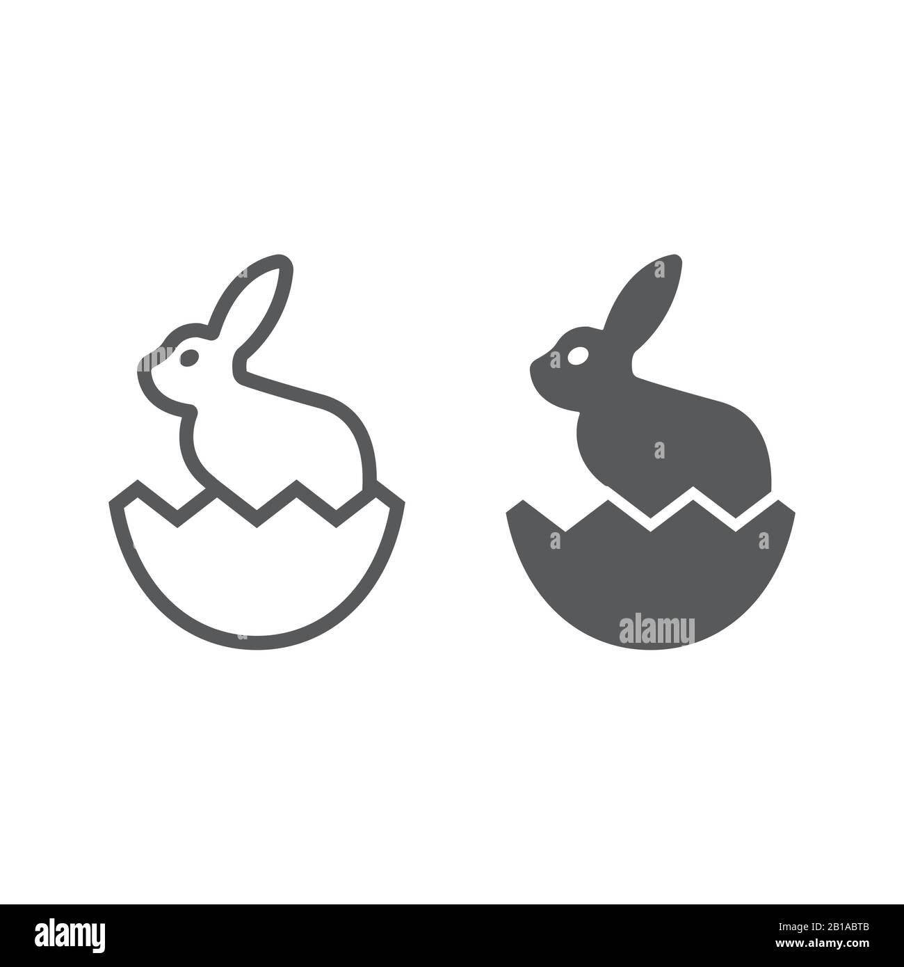 Easter bunny line and glyph icon, easter and holiday, rabbit in egg ...