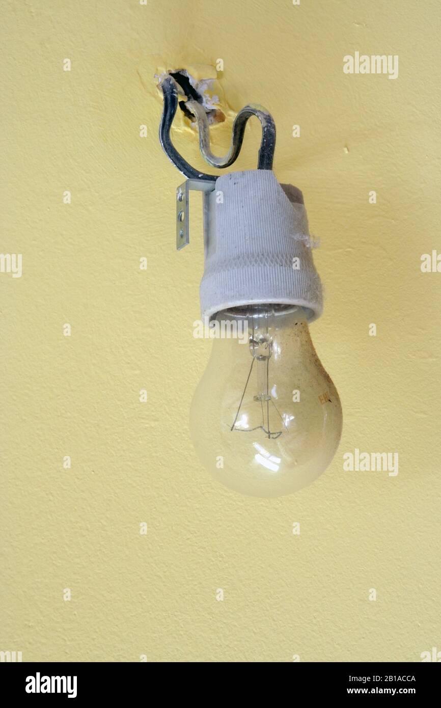 Old light bulb. Old wired light bulb. Vintage light bulb Stock Photo ...
