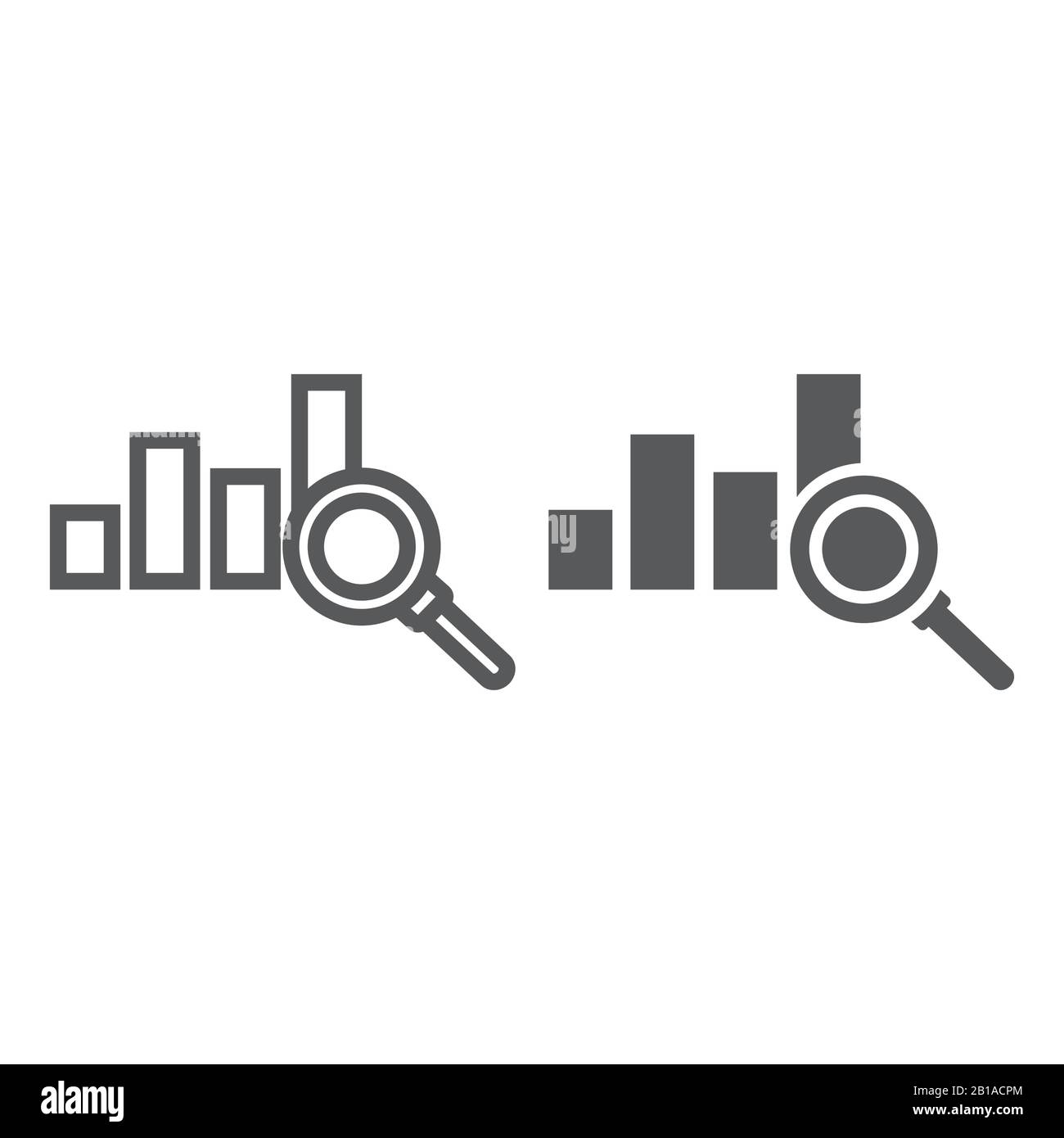 Analyse line and glyph icon, business and strategy, graph sign, vector ...