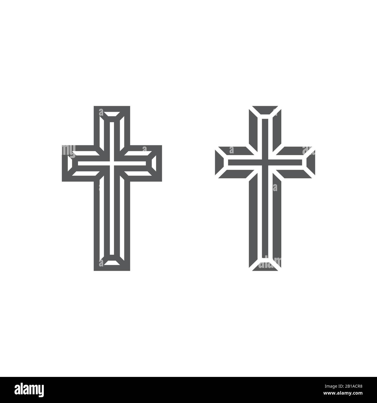 Religious cross line and glyph icon, religion and prayer, christ sign ...